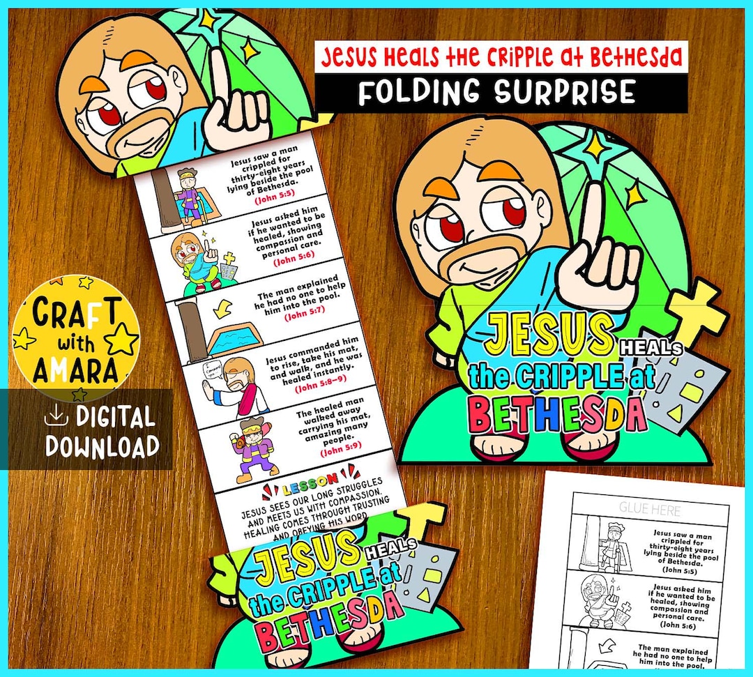 Jesus Heals the Cripple at Bethesda Folding Surprise Bible Craft: Jesus ...