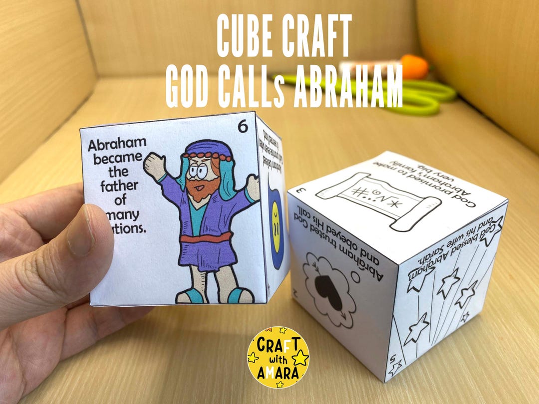 God Calls Abraham Coloring Cube Craft, Memory Games, Bible Craft for ...
