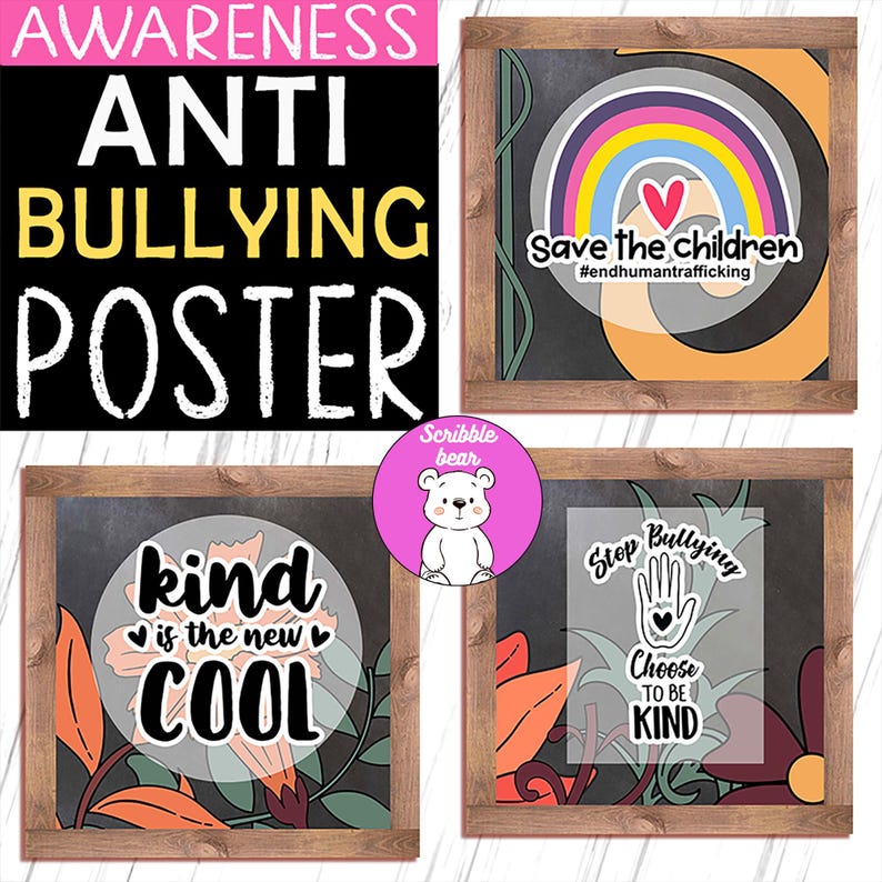 Anti Bullying Awareness Poster, Classroom Decor, Counselor Office Decor ...