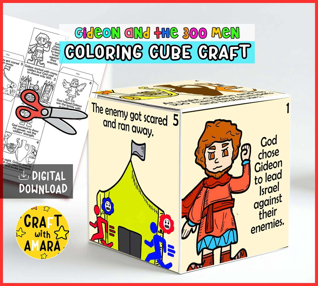 Gideon and the 300 Men Coloring Cube Craft, Memory Games, Bible Craft ...