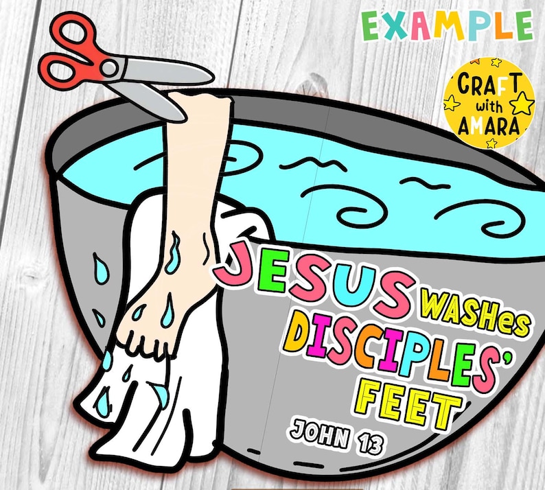 Jesus Washes His Disciples' Feet Easy Coloring Folding Surprise Bible ...