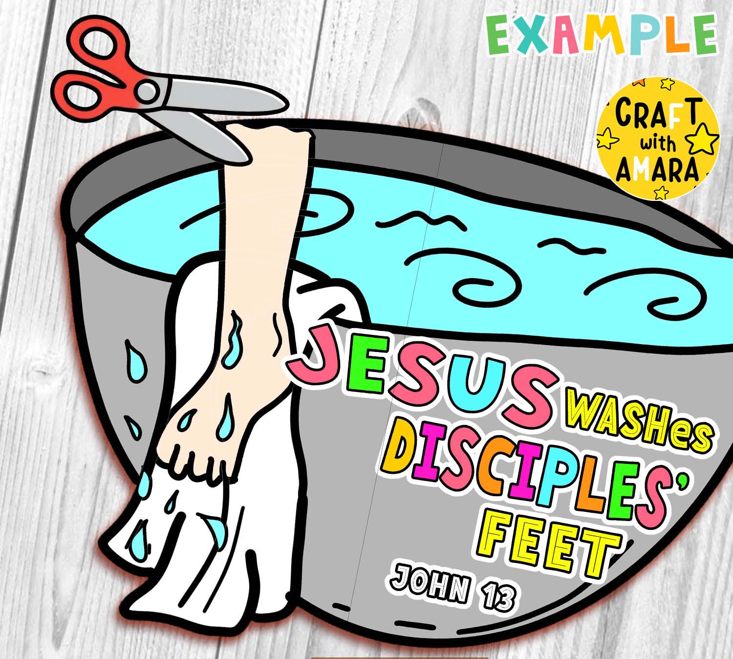 Jesus Washes His Disciples' Feet Easy Coloring Folding Surprise Bible ...