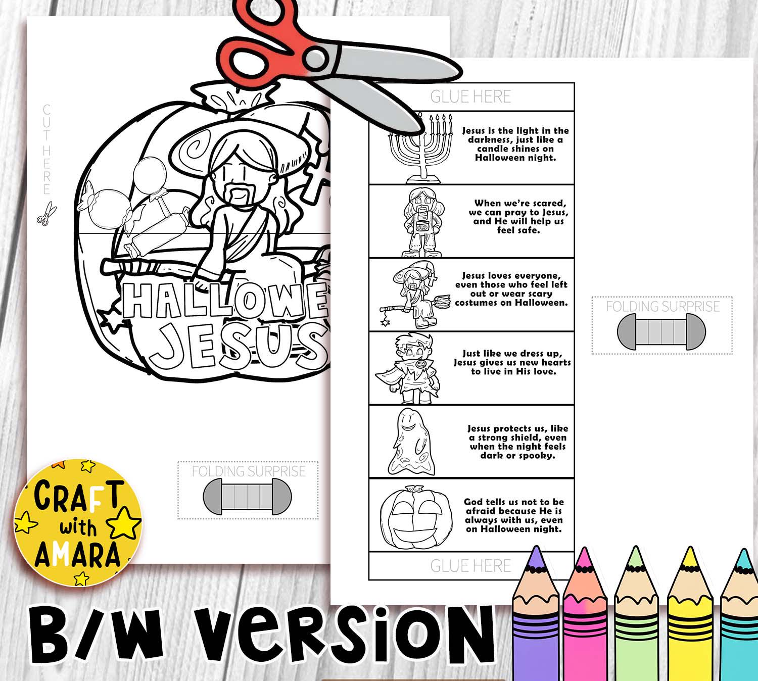 HALLOWEEN Jesus Folding Surprise Coloring Craft: Jesus Loves Us, Bible ...