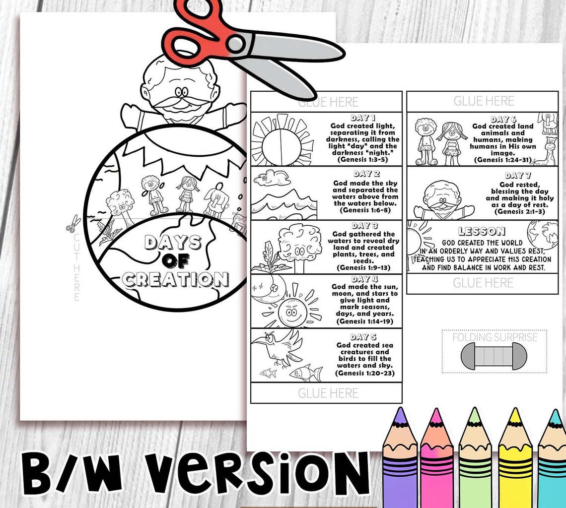 Days of Creation Folding Surprise Bible Craft, Bible Lesson, Christian ...