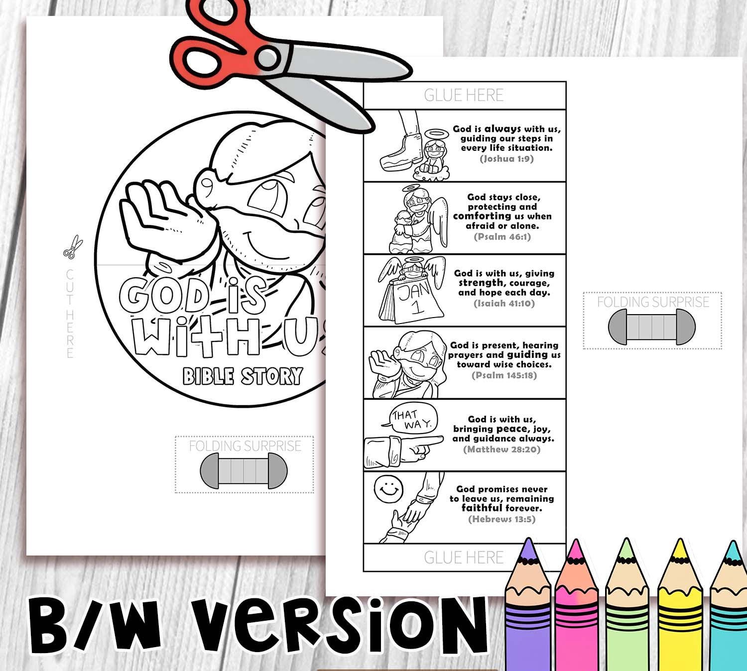God is With Us Folding Surprise Coloring Craft: Christian Faith, Bible ...