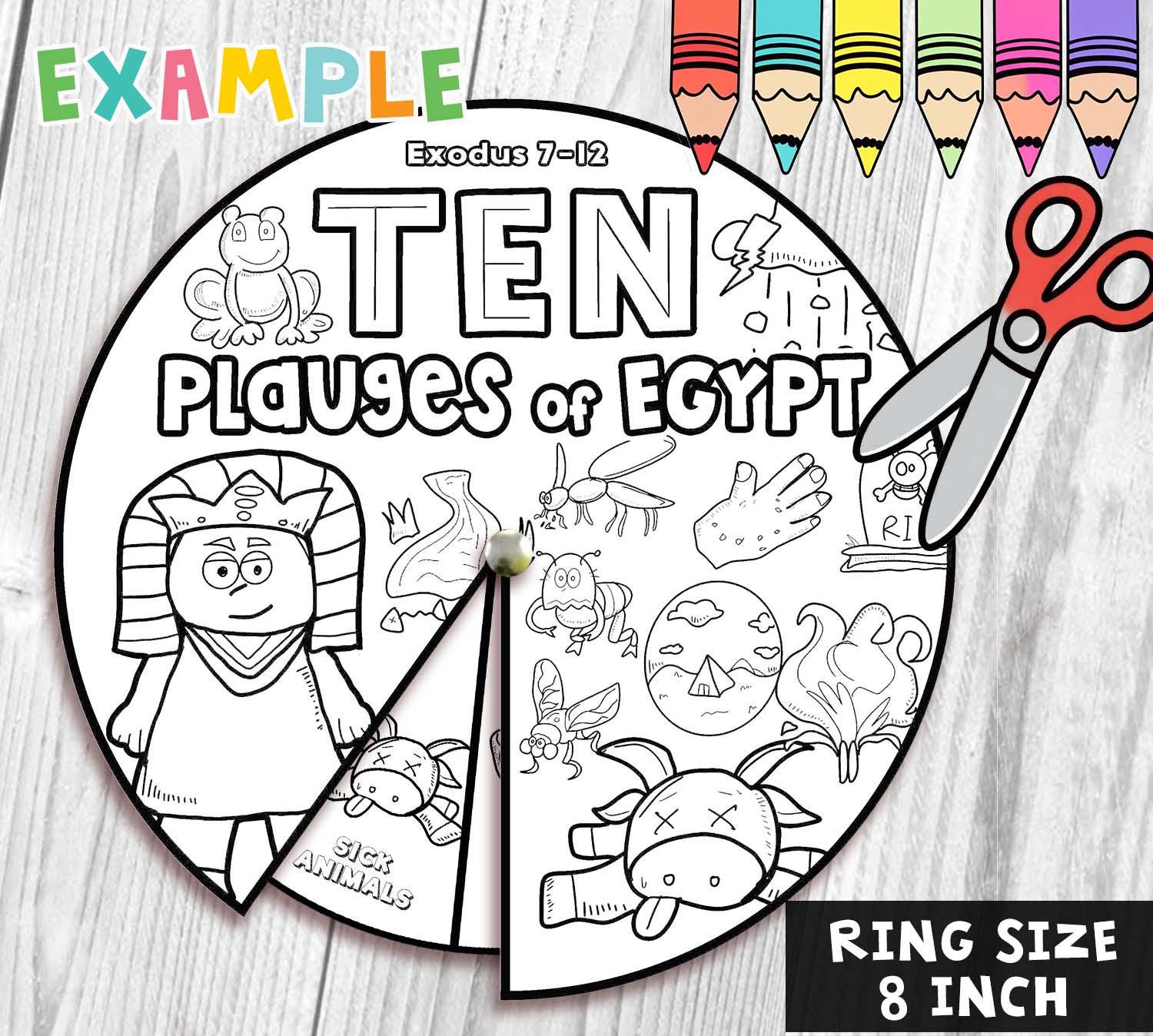 Ten Plagues of Egypt Spinner Coloring Wheel, Bible Activity, Kids Bible ...