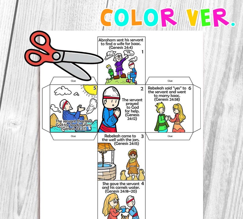 Rebekah at the Well Coloring Cube Craft: Memory Games, Bible Study ...
