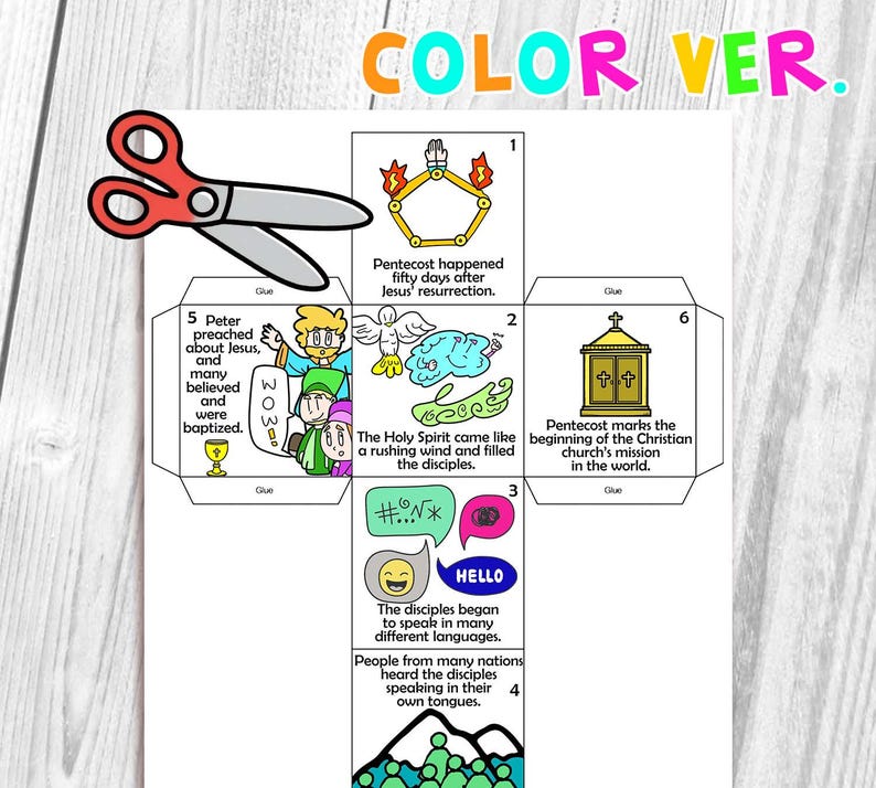 PENTECOST Coloring Cube Bible Craft: Christian Holiday Memory Games ...