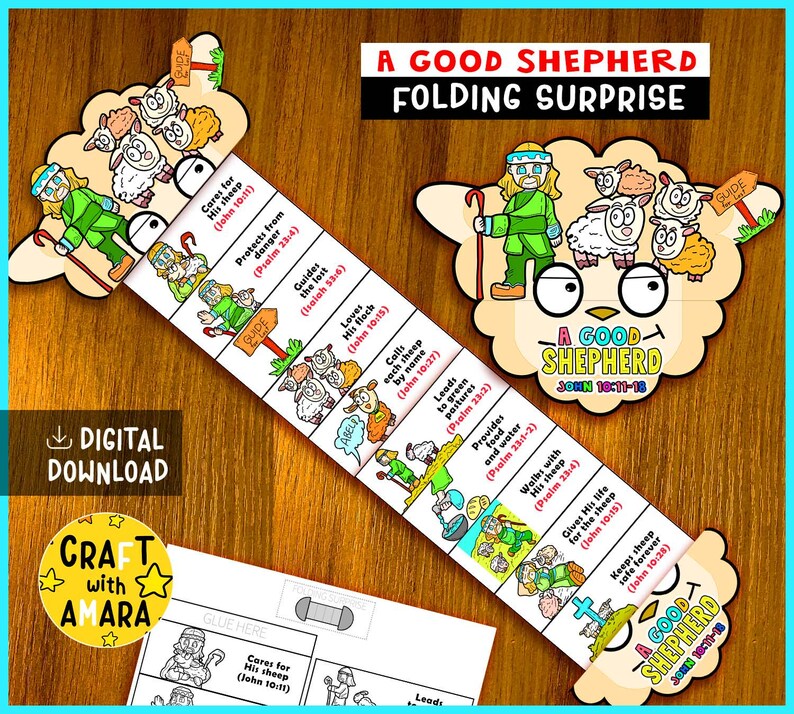 A Good Shepherd Folding Surprise, Bible Craft, Bible Verse Story Lesson ...