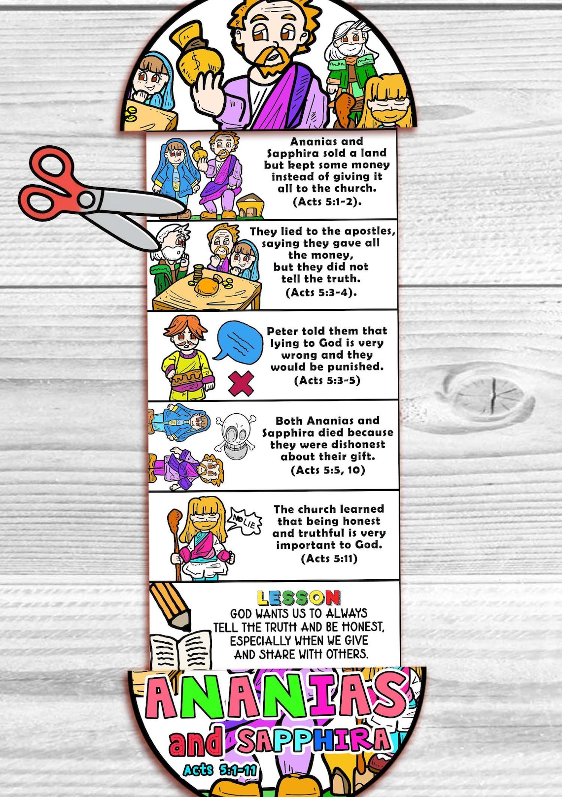 Ananias and Sapphira Folding Surprise Bible Craft, Bible Study Guide ...