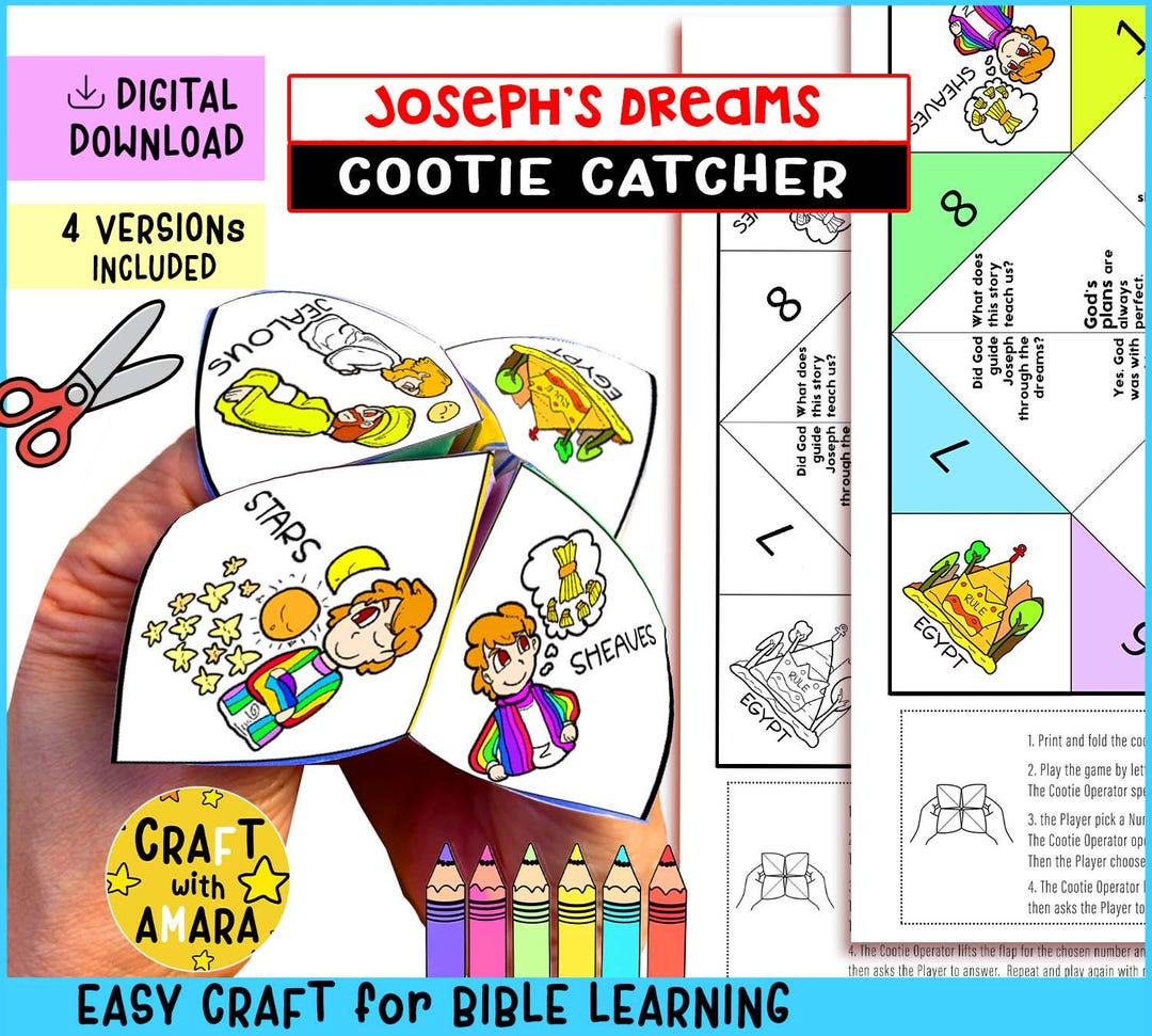 Joseph’s Dreams Coloring Cootie Catcher: Bible Sunday School Lesson ...