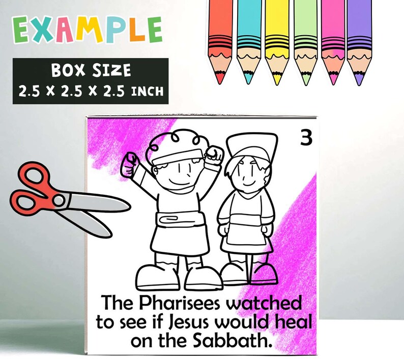 Jesus Heals a Man Withered Hand Coloring Cube Bible Craft: Miracle of ...