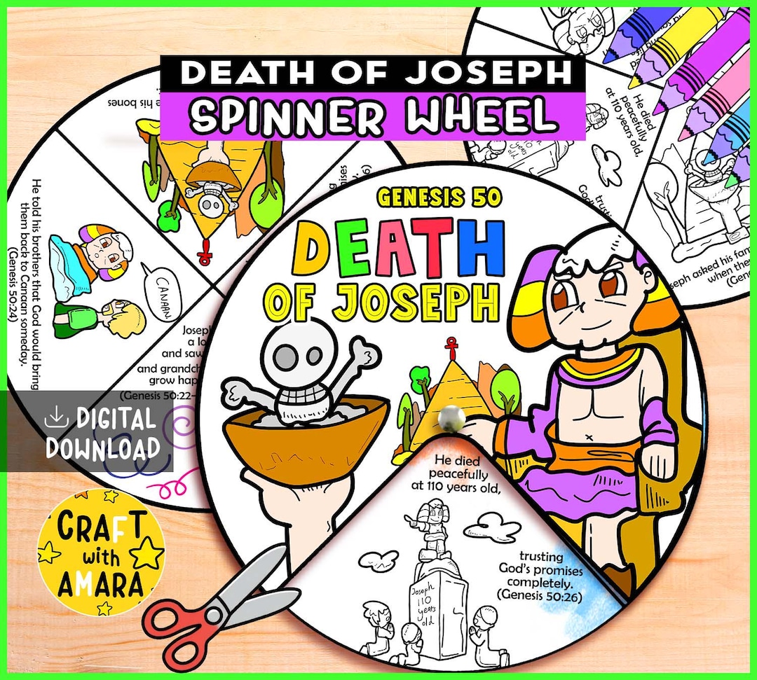 Death of Joseph Spinner Coloring Wheel: Bible Lesson Activity Craft ...