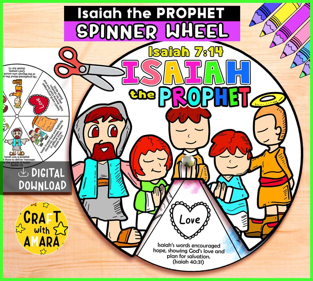 Isaiah the Prophet Spinner Coloring Wheel, Bible Activity, Kid Bible ...