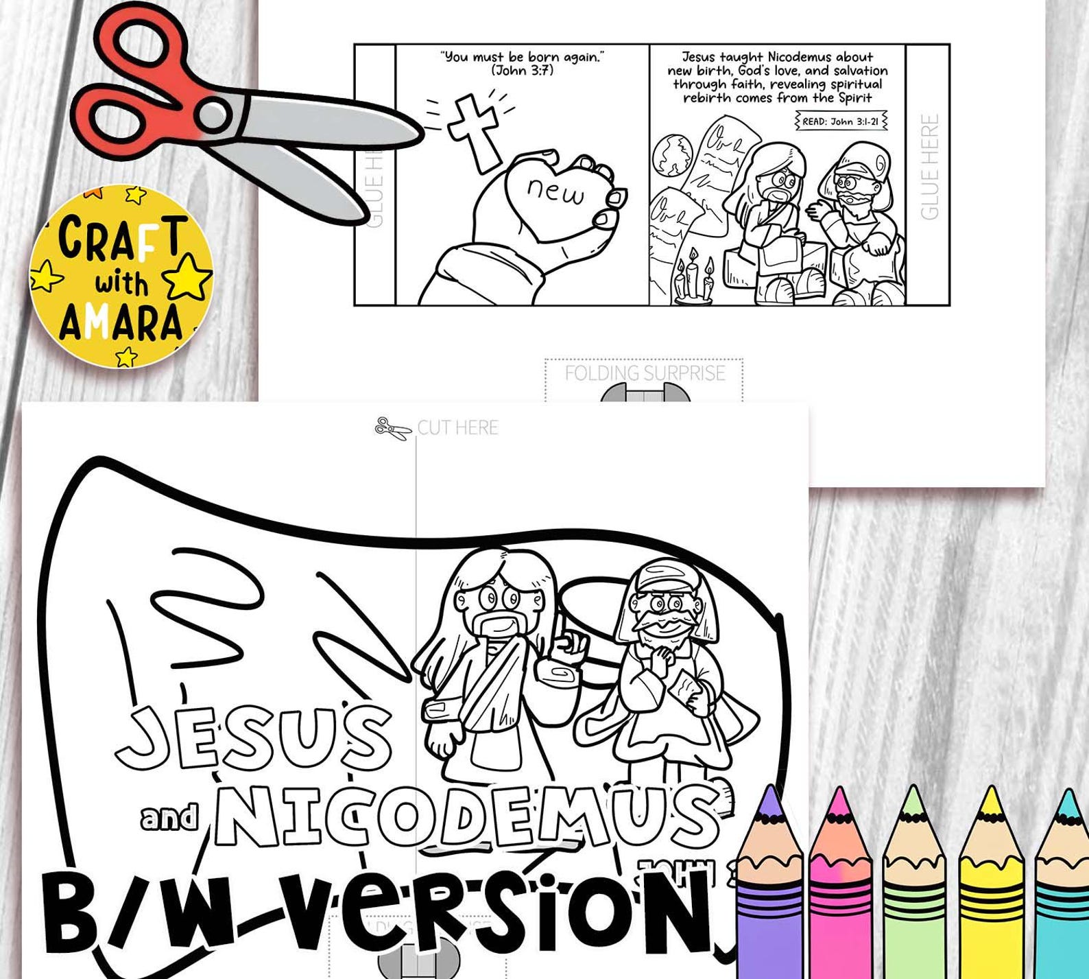 Jesus and Nicodemus Easy Coloring Folding Surprise Bible Craft ...