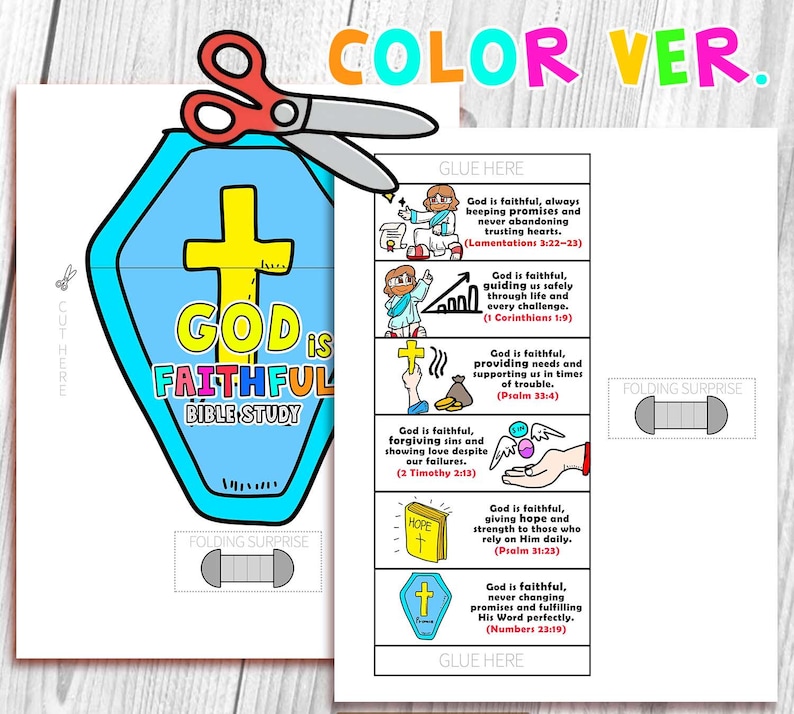 God is Faithful Folding Surprise Coloring Craft: Christian Faith, Bible ...
