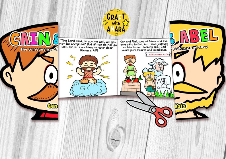 Cain and Abel Easy Coloring Folding Surprise Bible Craft: Bible Lesson ...