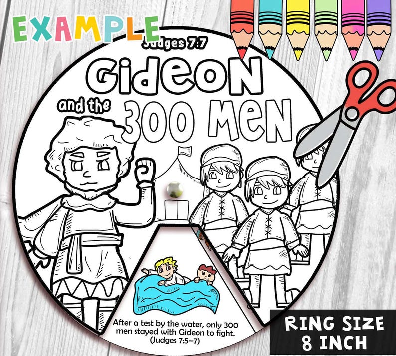 Gideon and the 300 Men Spinner Coloring Wheel, Bible Activity, Kids ...