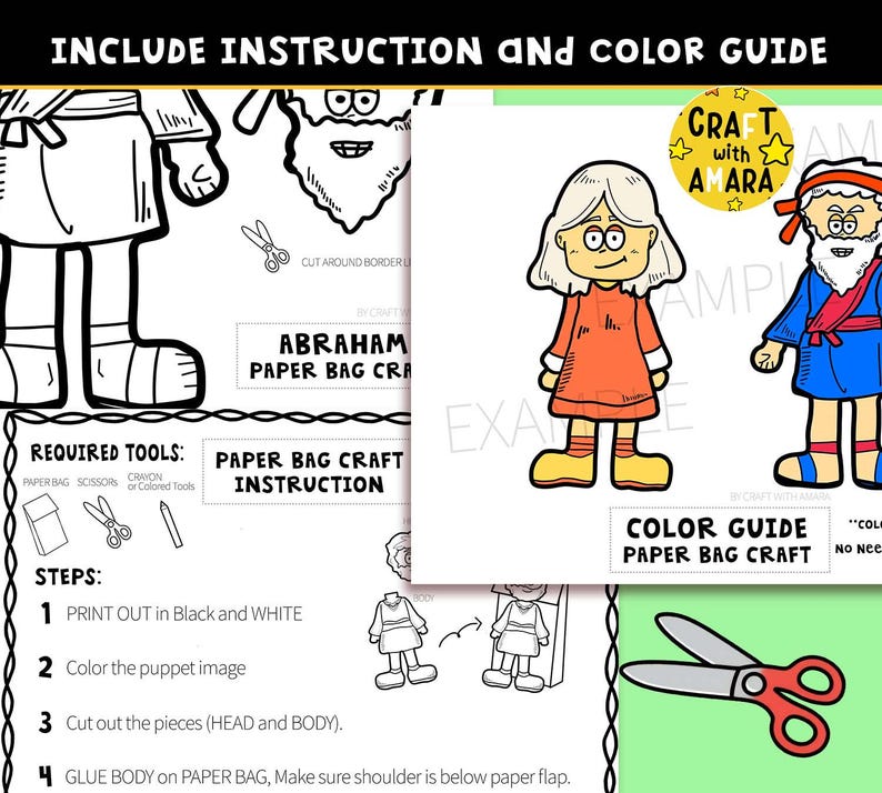 Abraham and Sarah Paper Bag Puppet Craft: Bible Lesson Activity, Sunday ...