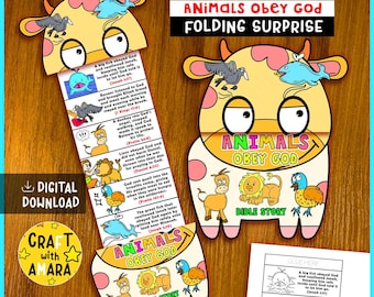 Animals Obey God Folding Surprise Bible Craft: Bible Summary Lesson ...
