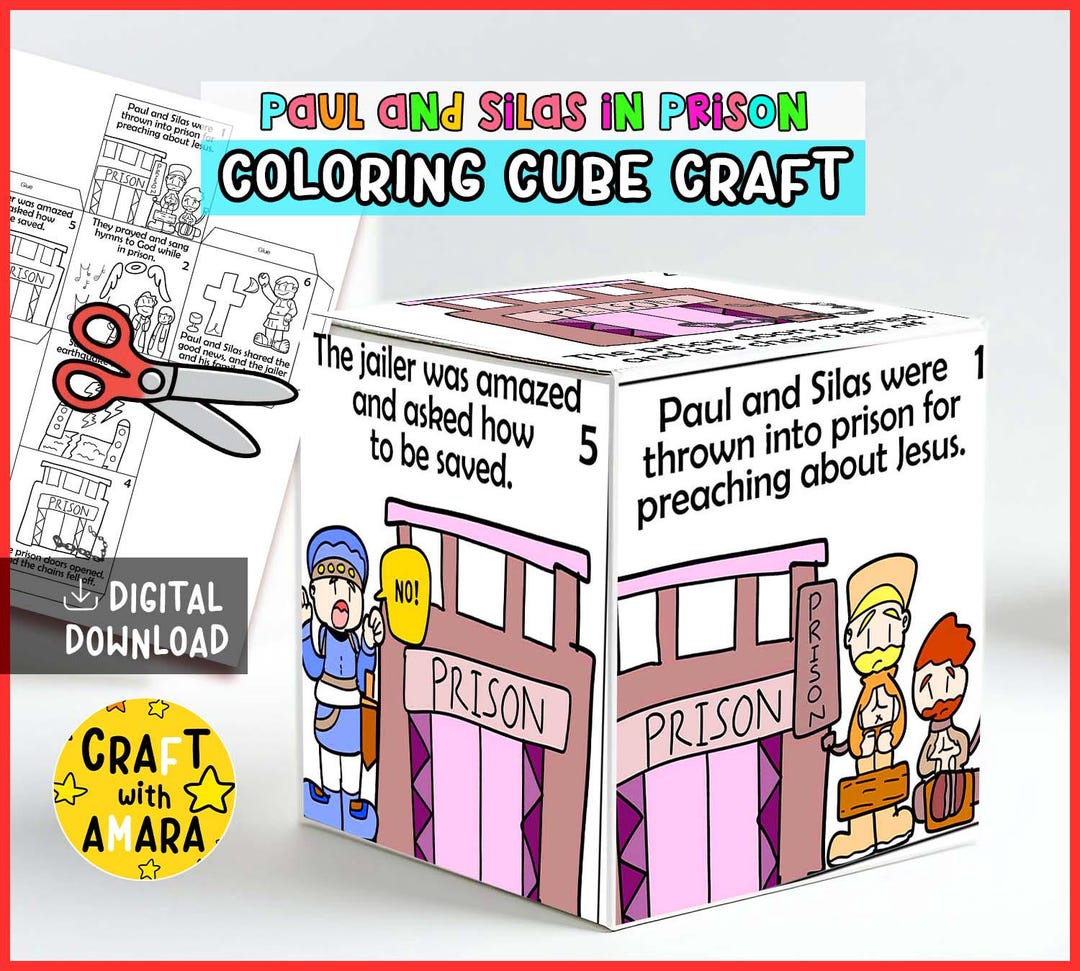 Paul and Silas in Prison Coloring Cube Bible Craft: Memory Games ...