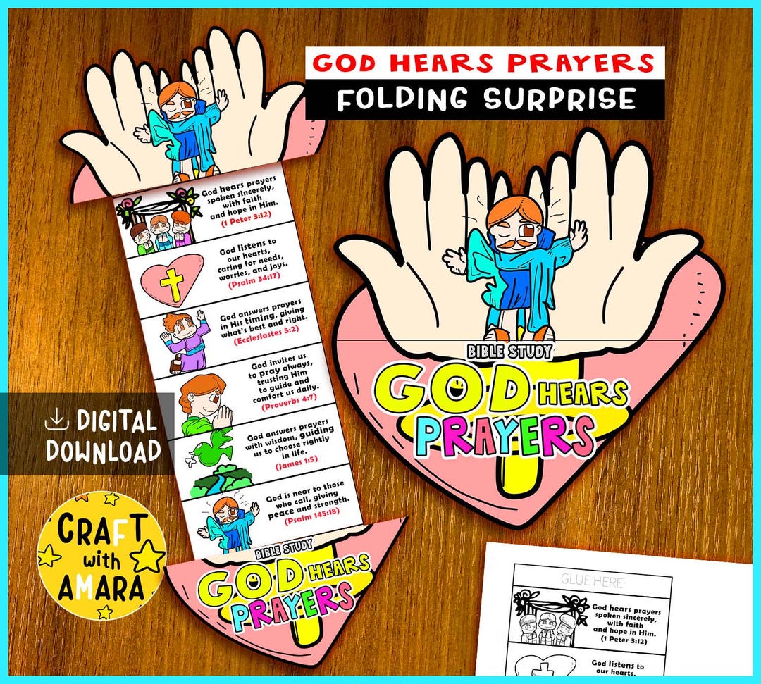 God Hears Prayers Folding Surprise Coloring Craft: Christian Faith ...