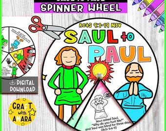 From Saul to Paul Spinner Coloring Wheel, Bible Activity, Kids Bible ...