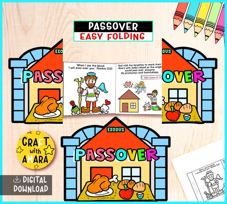 Passover Easy Coloring Folding Surprise Bible Craft: Christian Sunday ...