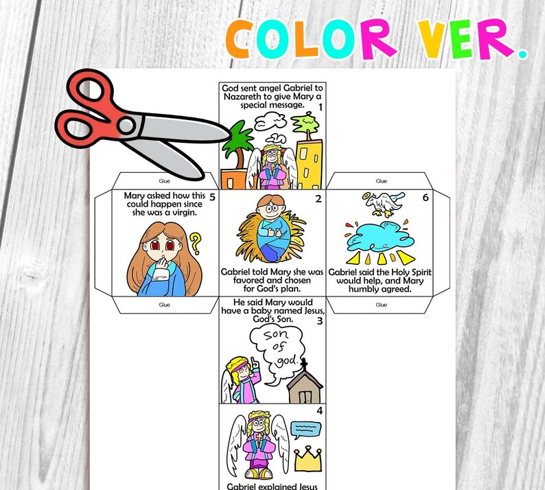 Angel Gabriel Visits Mary Coloring Cube Bible Craft: the Annunciation ...