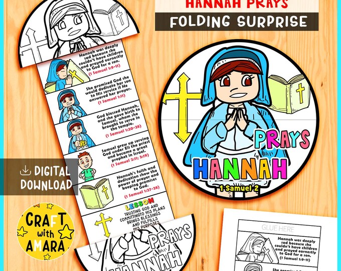 Hannah Prays Folding Surprise Bible Craft, Bible Story Lesson, Sunday ...