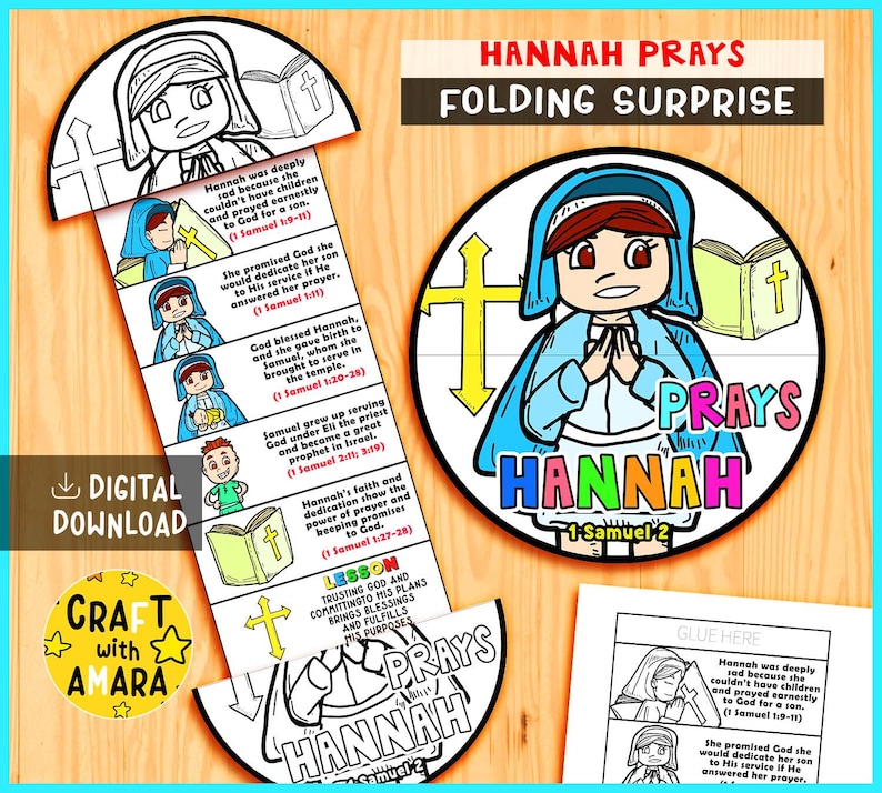 Hannah Prays Folding Surprise Bible Craft, Bible Story Lesson, Sunday ...