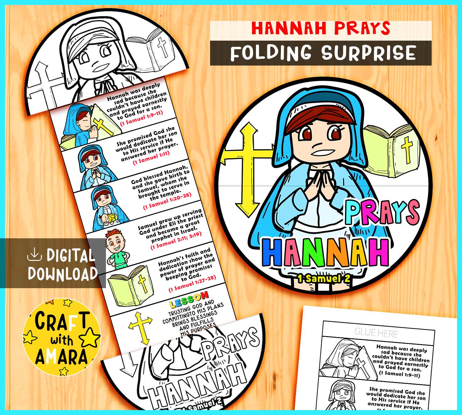 Hannah Prays Folding Surprise Bible Craft, Bible Story Lesson, Sunday ...