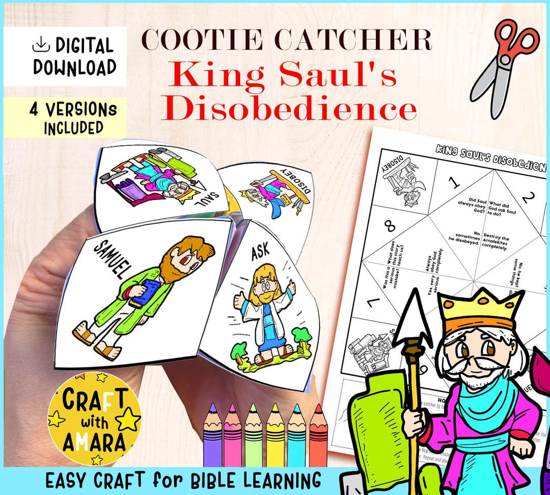 King Saul's Disobedience Coloring Cootie Catcher: Bible Sunday School ...