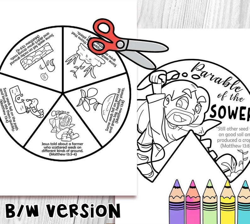 Parable of the Sower Spinner Coloring Wheel Bible Craft: Children ...