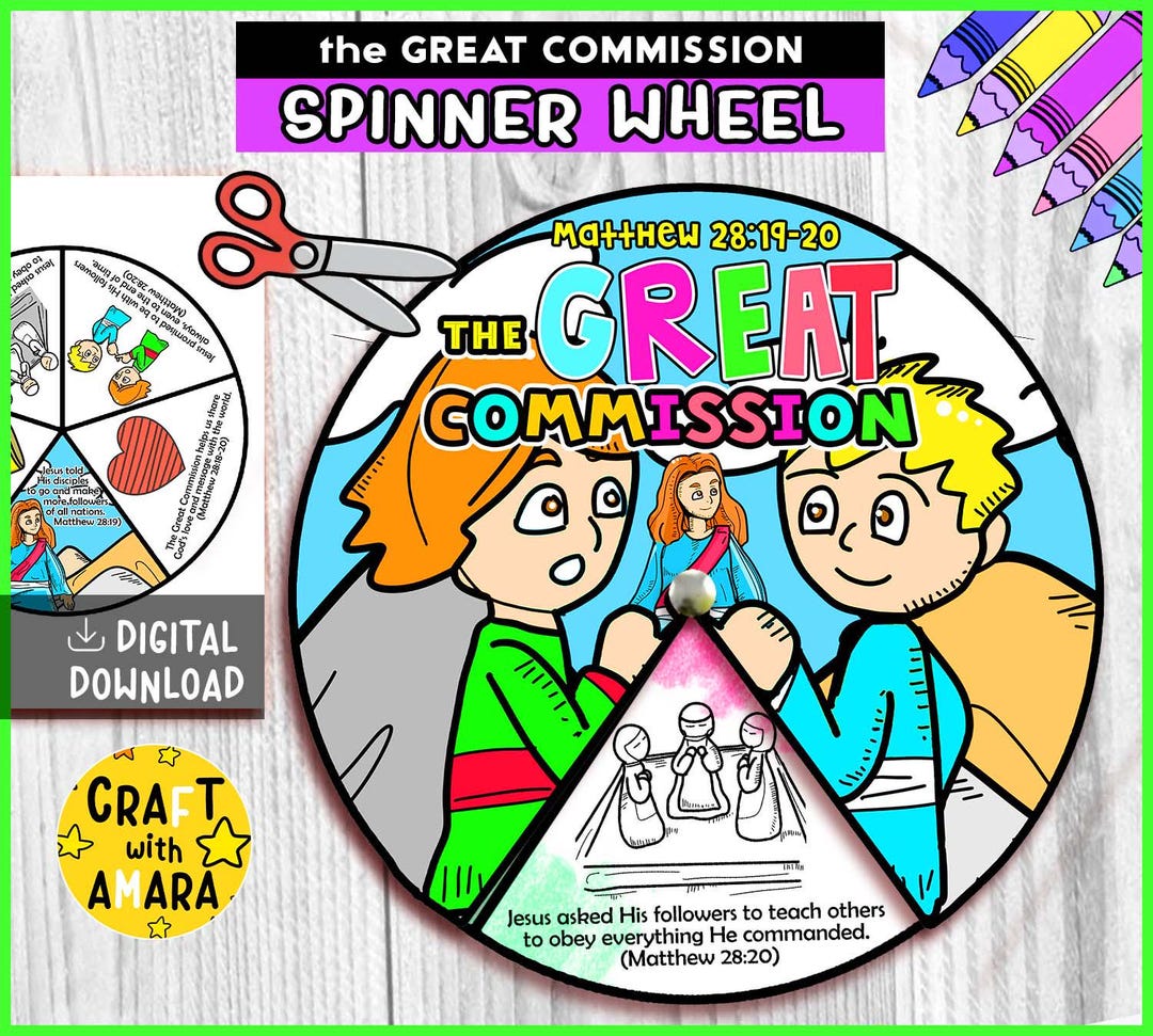 The Great Commission Spinner Coloring Wheel, Bible Activity, Kids Bible ...