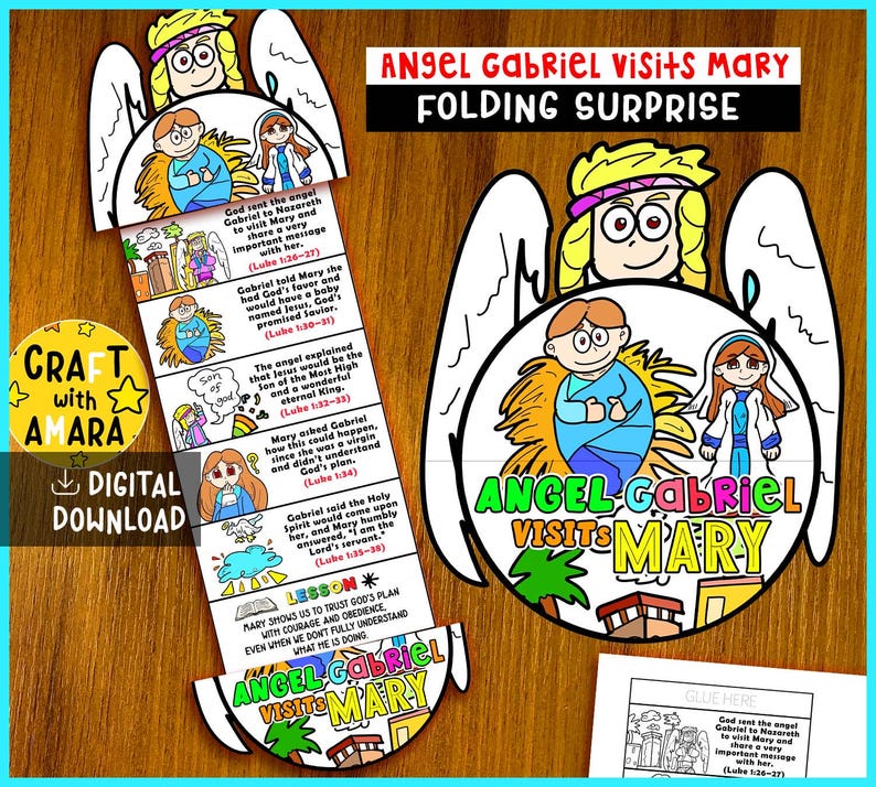 Angel Gabriel Visits Mary Folding Surprise Bible Craft: the ...