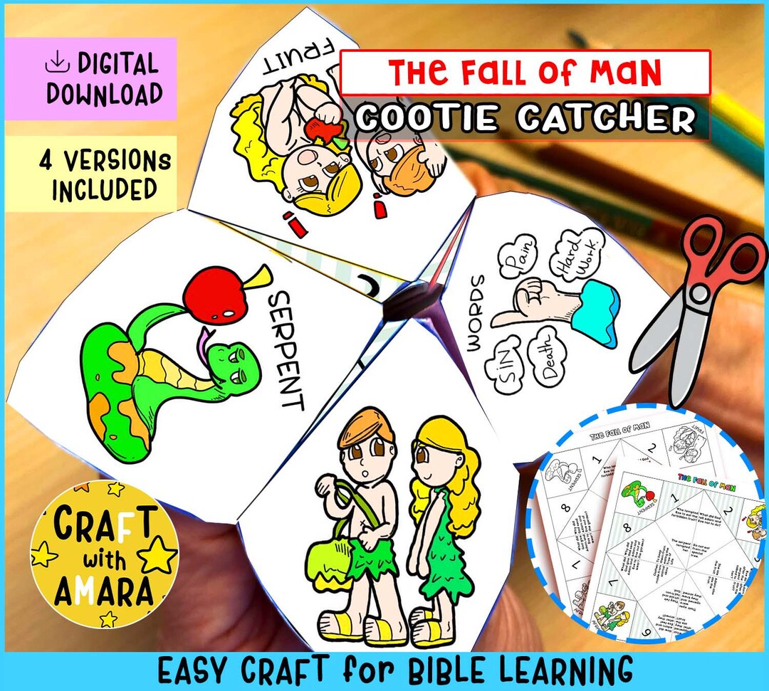 The Fall of Man Coloring Cootie Catcher: Bible Sunday School Craft ...