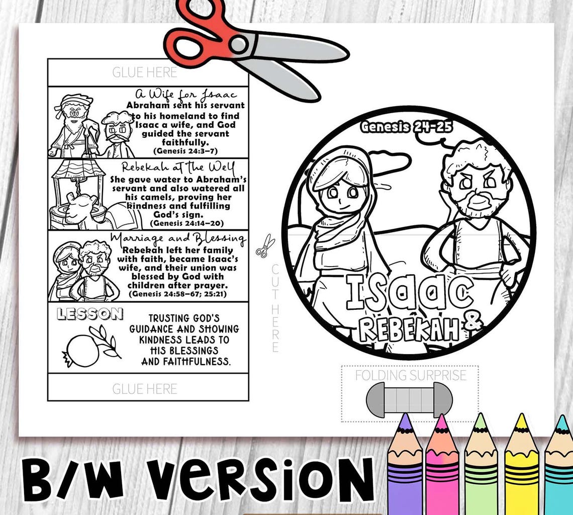 Isaac and Rebekah Folding Surprise Bible Craft: Bible Story Lesson ...