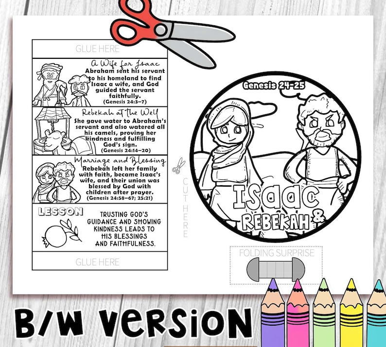 Isaac and Rebekah Folding Surprise Bible Craft: Bible Story Lesson ...