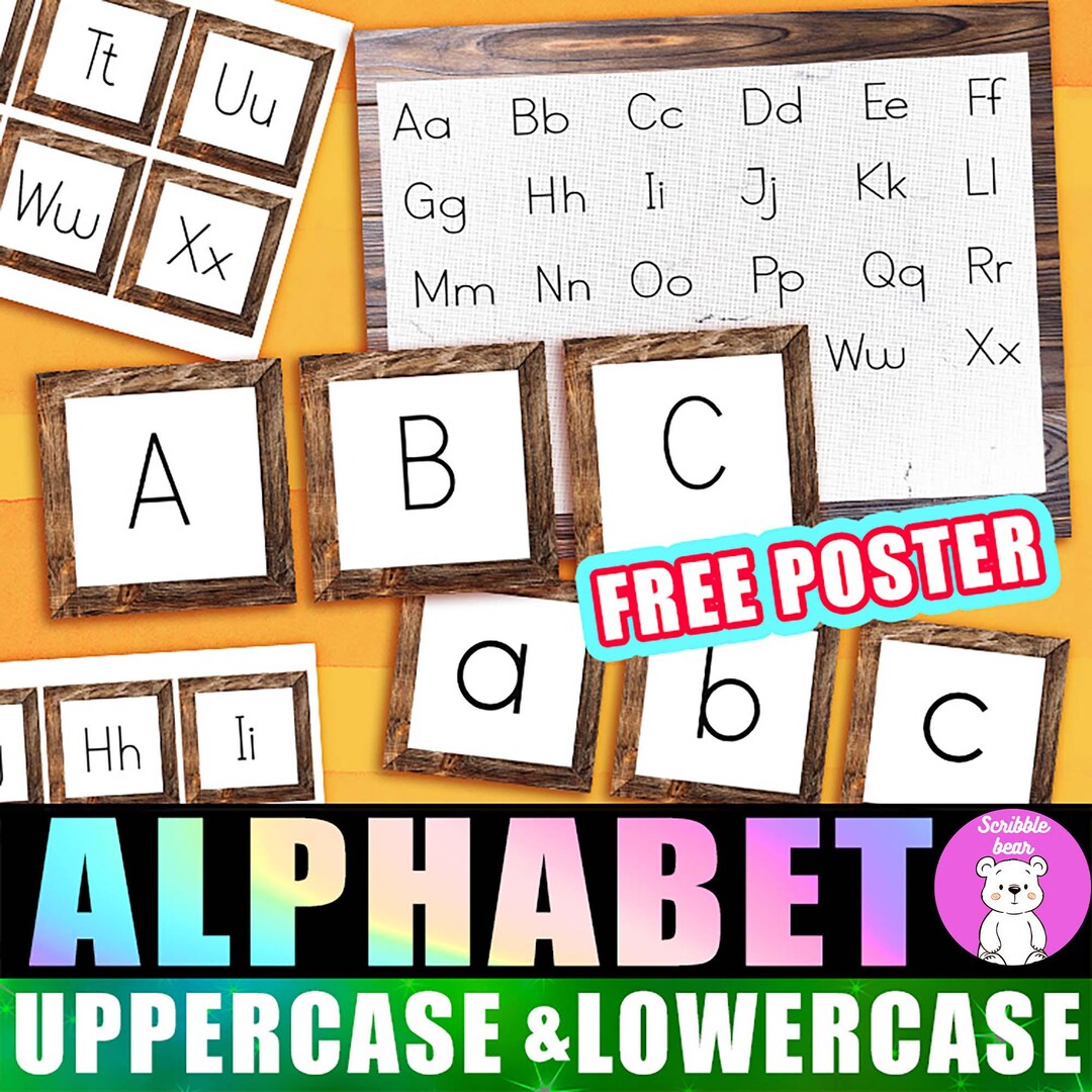 78 Alphabet Uppercase & Lowercase Cards, ABC Flash Cards, Kids Colors ...