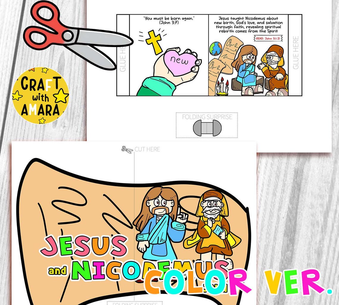 Jesus and Nicodemus Easy Coloring Folding Surprise Bible Craft ...