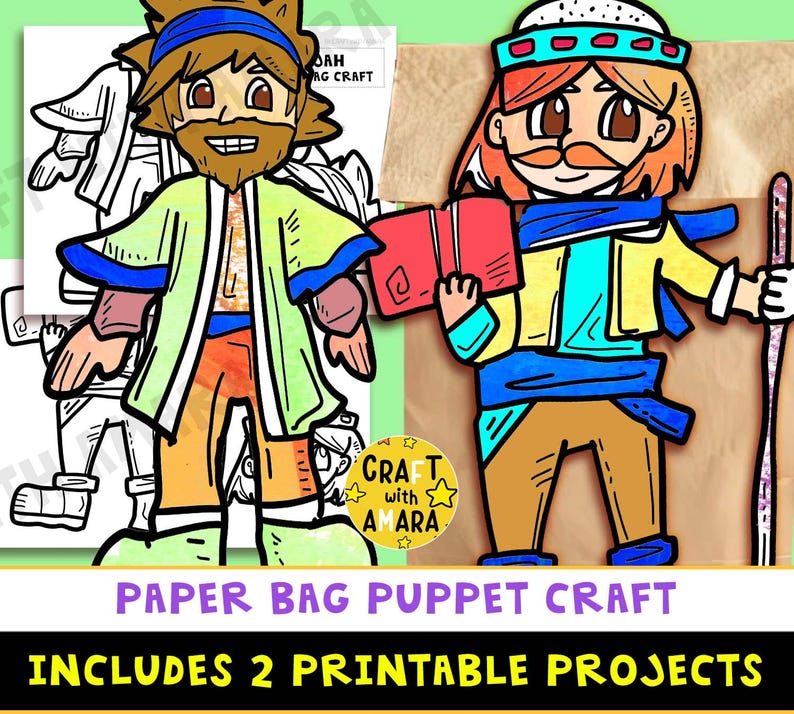 Elijah and Elisha Paper Bag Puppet Craft: Bible Lesson Story Activity ...
