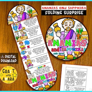 Ananias and Sapphira Folding Surprise Bible Craft, Bible Study Guide ...