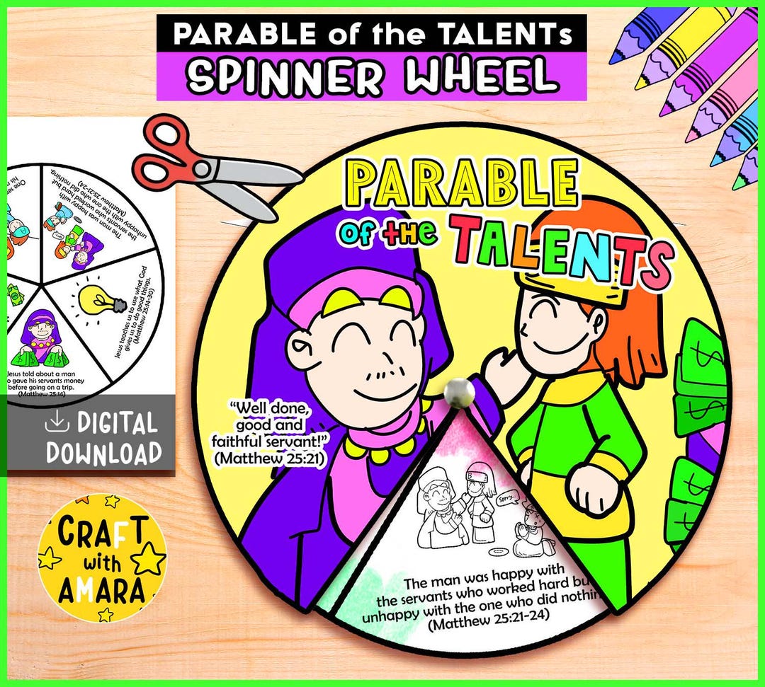 Parable of the Talents Spinner Coloring Wheel Bible Craft: Children ...