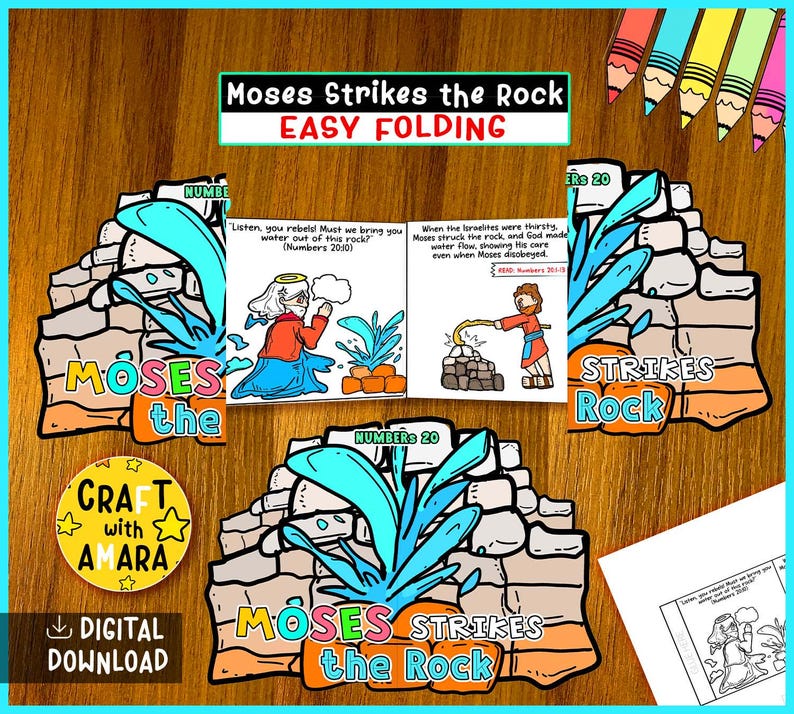 Moses Strikes the Rock Easy Coloring Folding Surprise Bible Craft ...