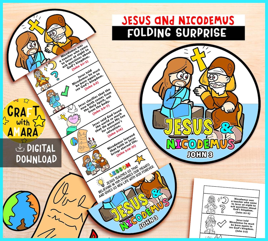 Jesus and Nicodemus Folding Surprise Bible Craft: Children Ministry ...