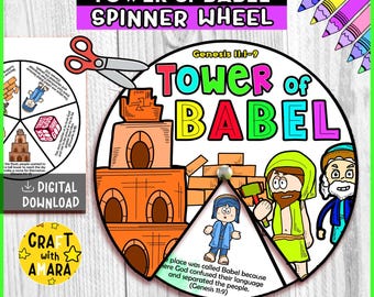 Tower of Babel Folding Surprise Bible Craft, Bible Lesson Sunday School ...