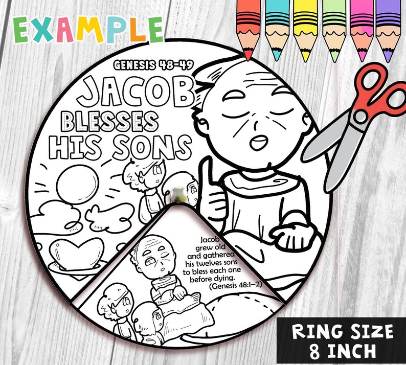 Jacob Blesses His Sons Spinner Coloring Wheel: Bible Lesson Activity ...