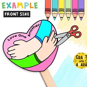 Love One Another Heart Fan Craft: Bible Sunday School Church Coloring ...