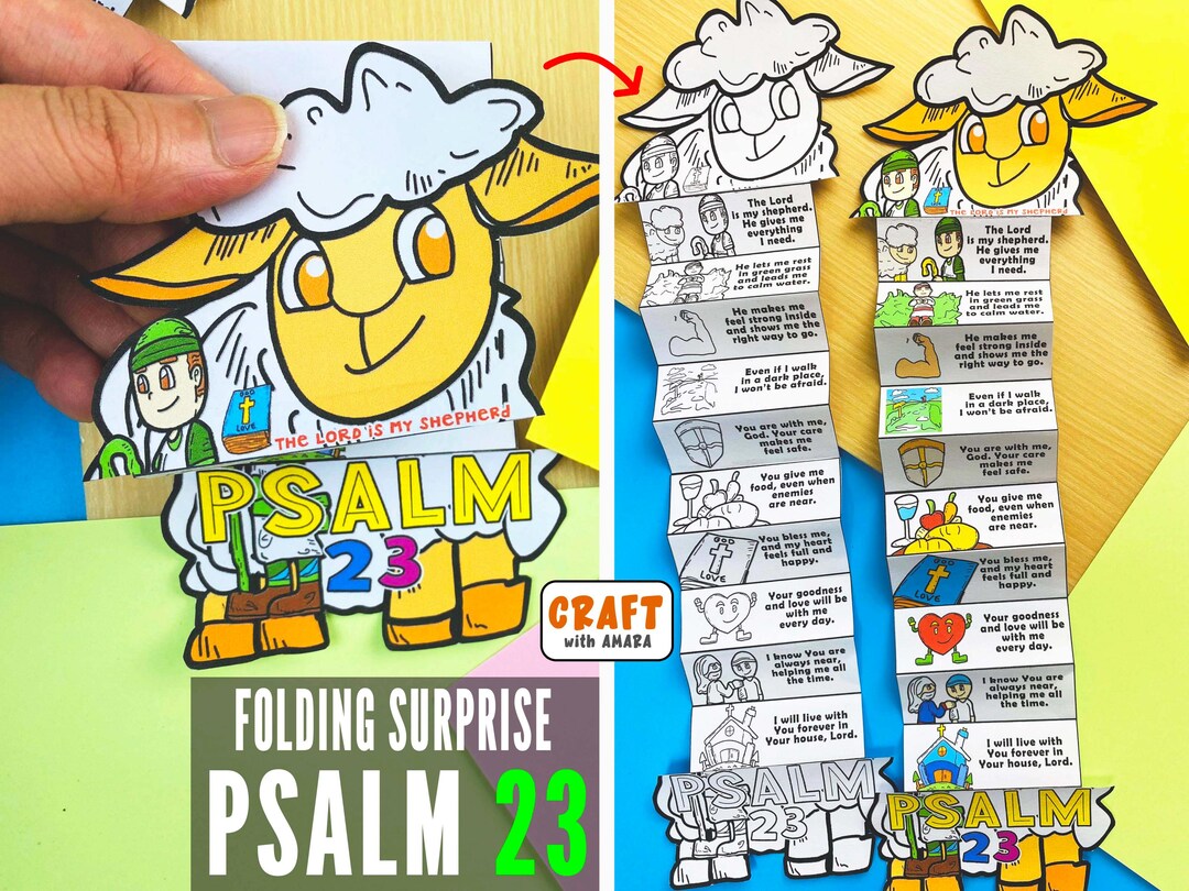 PSALM 23 Folding Surprise Bible Craft: Bible Study Lesson, Sunday ...
